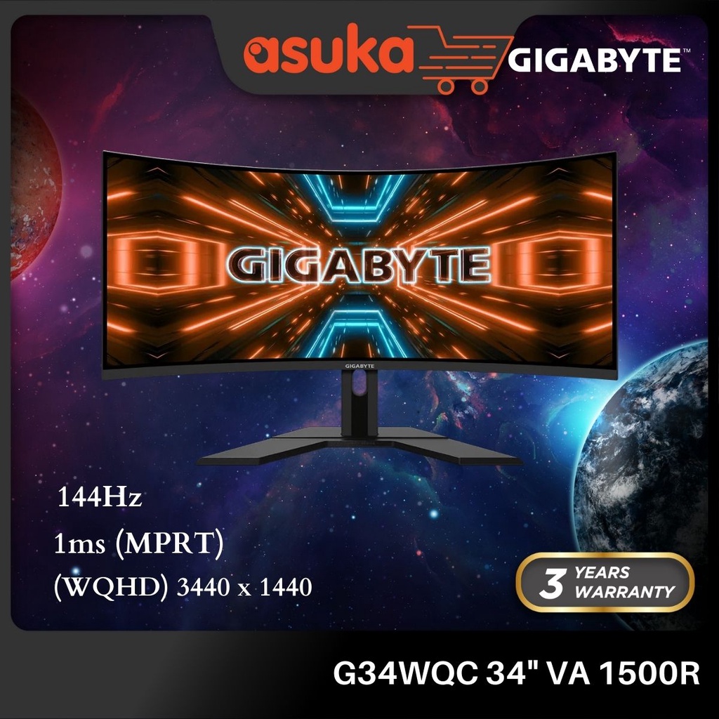 Gigabyte G34WQC 34" VA 1500R WQHD 3440 x 1440 144Hz Freesync Premium ...