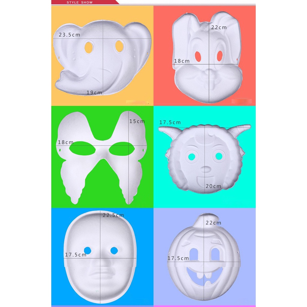 White Paper Masks Half Face Masquerade Masks DIY Party Mask Mardi Gras ...
