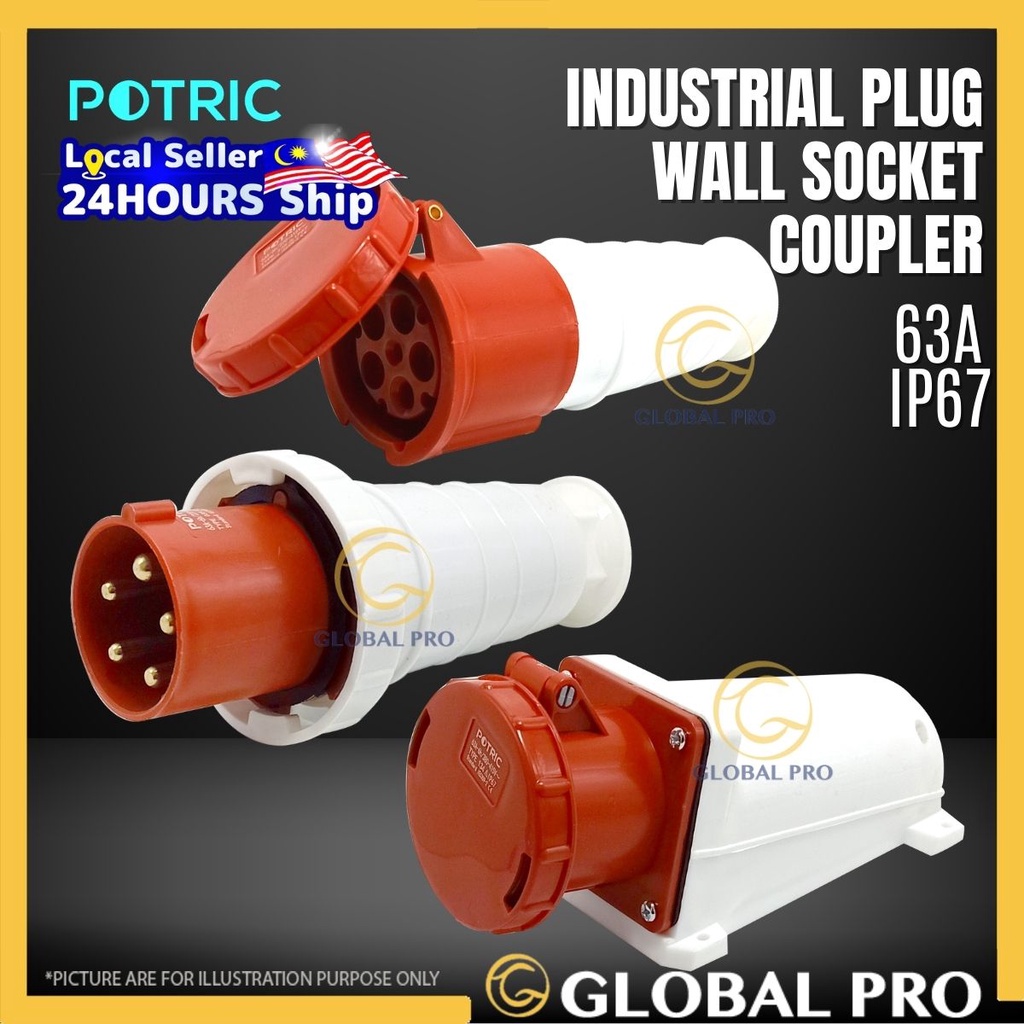 WHITE Industrial Plug Connector 4 Pin 5 Pin 63A IP67 Dust‑Proof ...