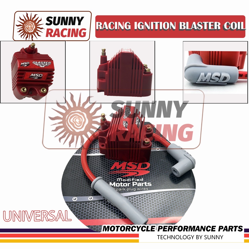 UNIVERSAL MSD RACING IGNITION COIL Red (FREE WIRE) | Shopee Malaysia
