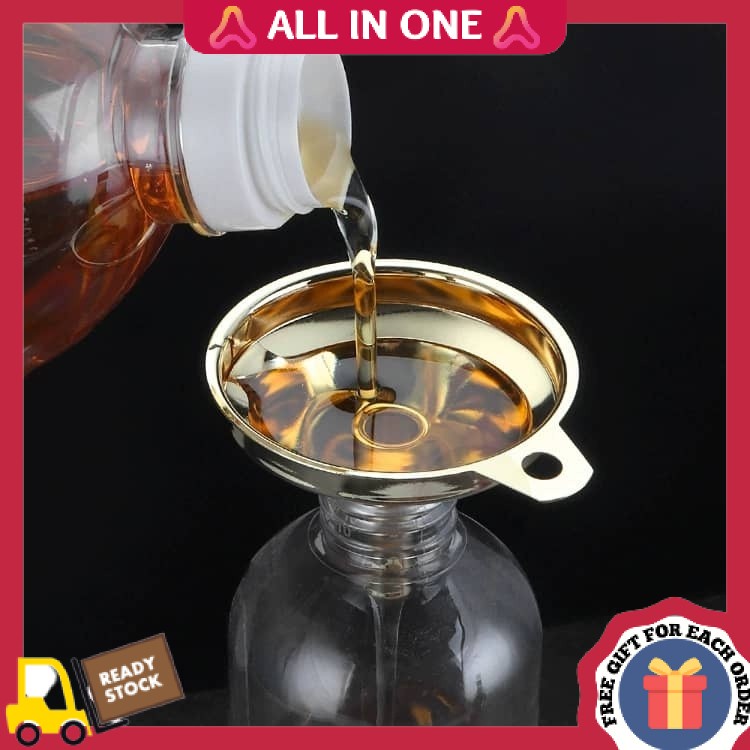 Golden Funnel Stainless Steel Strainer Cooking Oil Funnel Dispenser ...