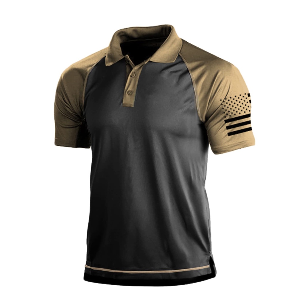 New Summer Men's T-shirt Outdoor Tactical Loose Lapel Short-sleeved ...