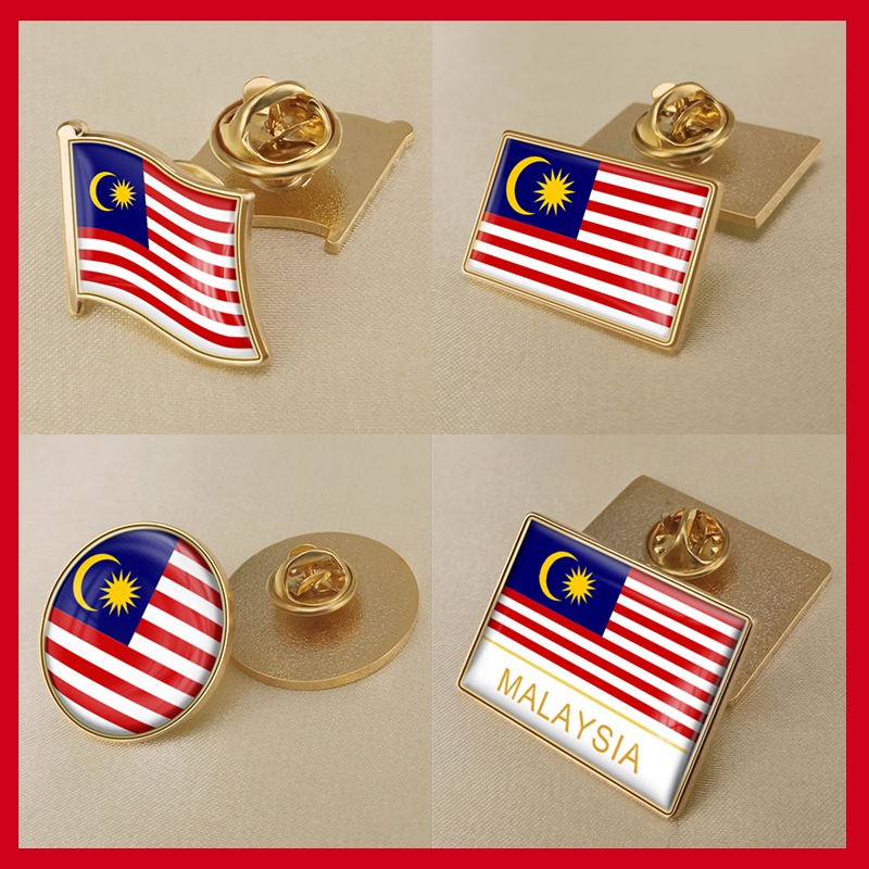 Malaysia National Flag Pin Crystal Gold-plated Badge Brooch Independent ...