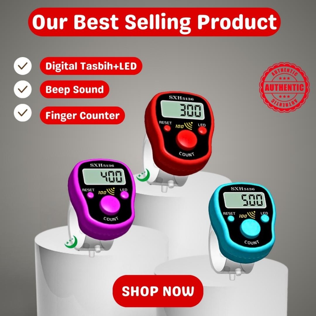 MURAH DIGITAL TASBIH WITH LED DISPLAY BEEP SOUND / FINGER COUNTER ...