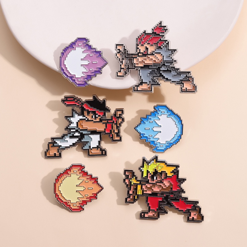 Cartoon Street Fighter Enamel Pins Fighting Arcade Game Brooch Anime ...
