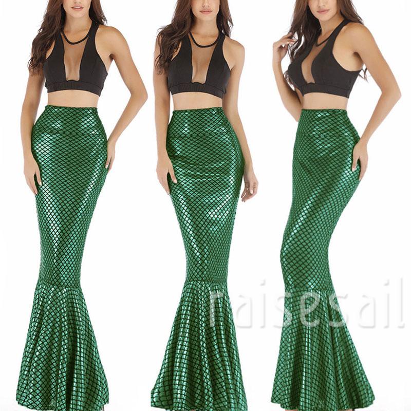 Rsa-Mermaid Costume for Women Halloween Cosplay Mermaid Tail High Waist ...