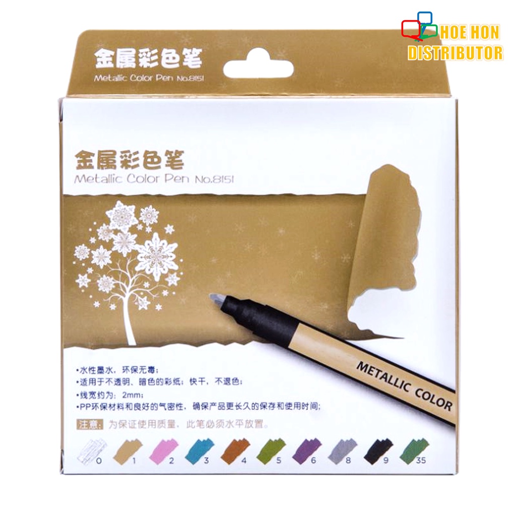 STA Metallic Color Pen 2mm 10pcs Whole Set Gold Silver Permanent ...