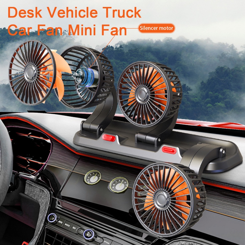 Car Strong Dual Fan Air Conditioning Double Booster Cooler 360° Desktop ...