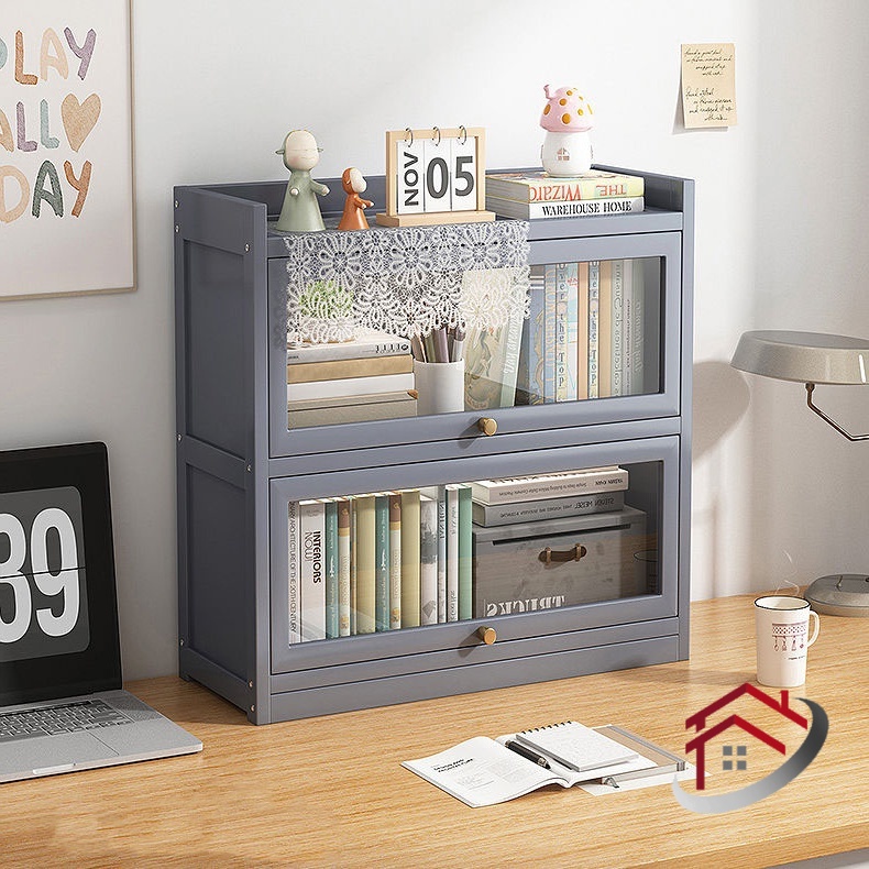 Simple Assembly Bookshelf Kitchen Desktop Storage Shelf With Door ...