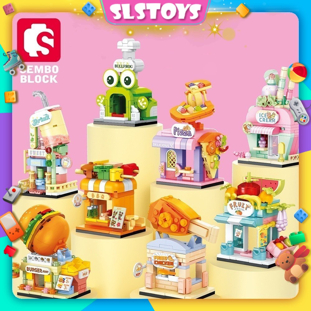 [8 IN 1] Sembo Block 601118 - 601125 Street View Shop Fast Food Store ...