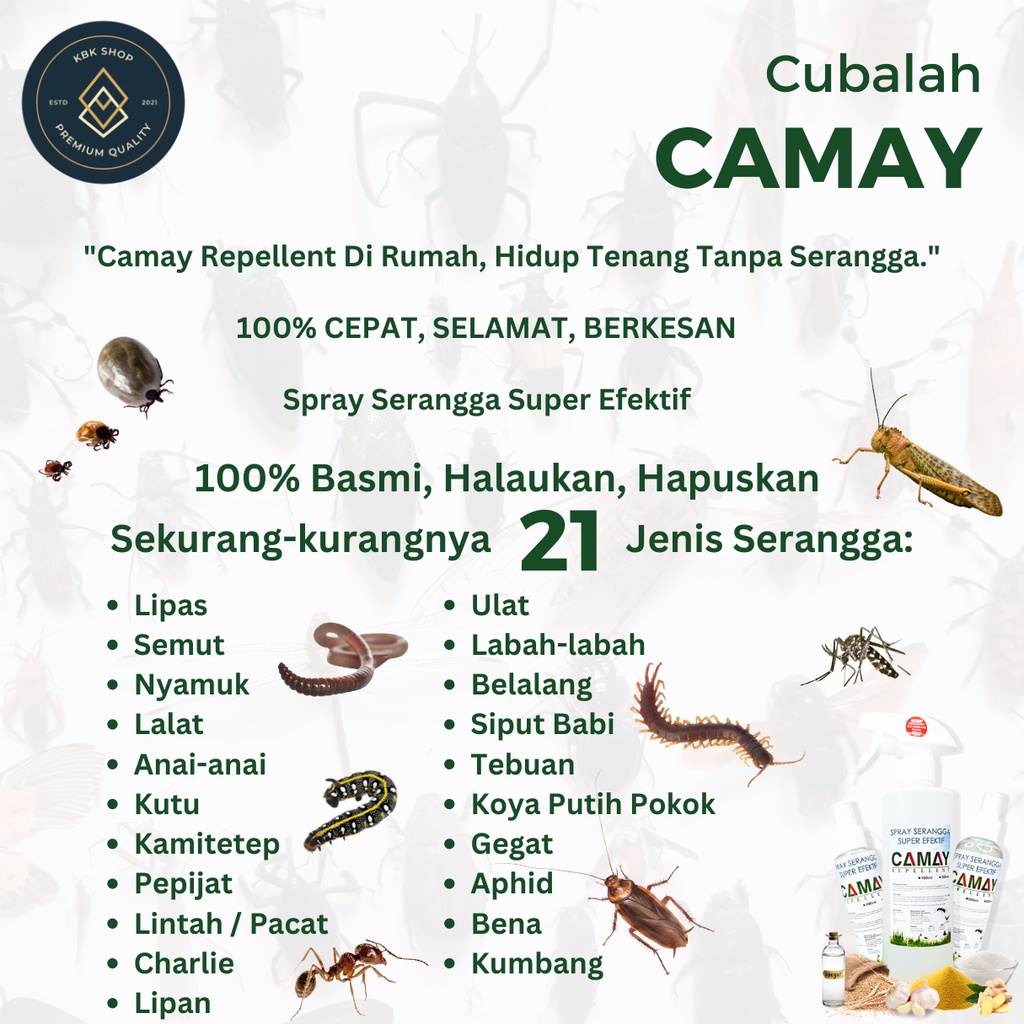 CAMAY Spray Serangga Organik Spray Lipas Semut Nyamuk Lalat Pokok Anai ...