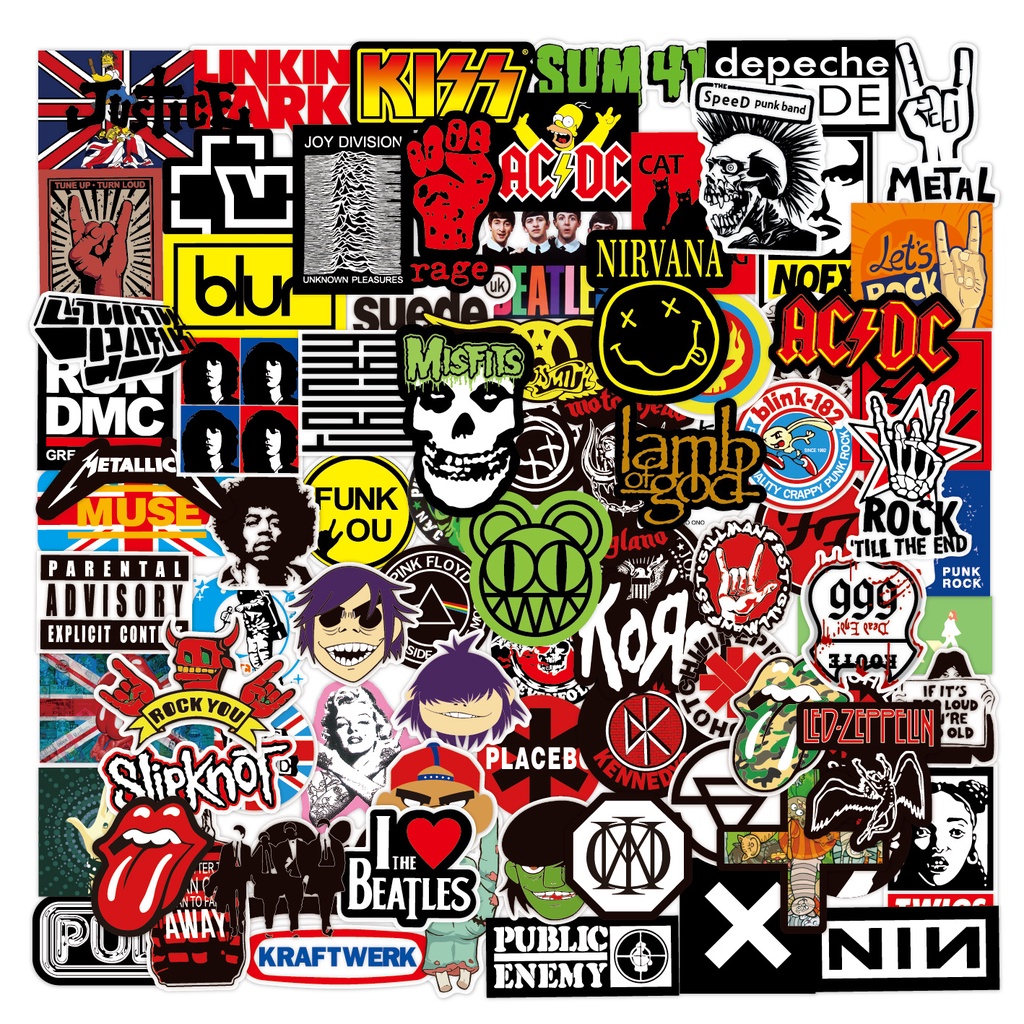ROCK BAND 100 pcs Waterproof Non Repeating Stickers Pack | Shopee Malaysia