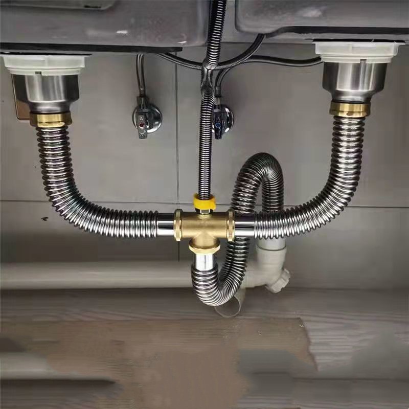 Double Vegetable Sink Drainage Device, Kitchen Sewer Pipe Fittings, 304 ...