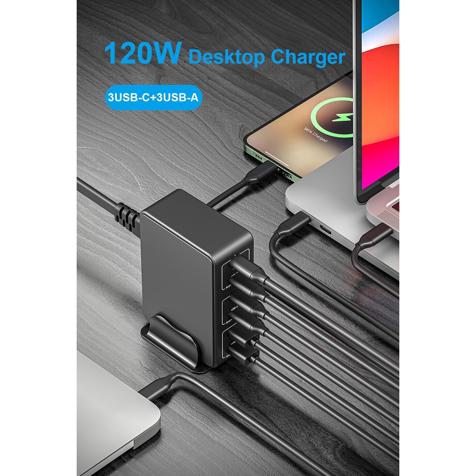 PD120W PD3.0 120W 6 in 1 Type-C Super Fast 6 Port PD 65W PPS45W Laptop ...