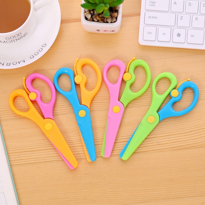 137mm Mini Safety Round Head Plastic Scissors Student Kids Paper ...