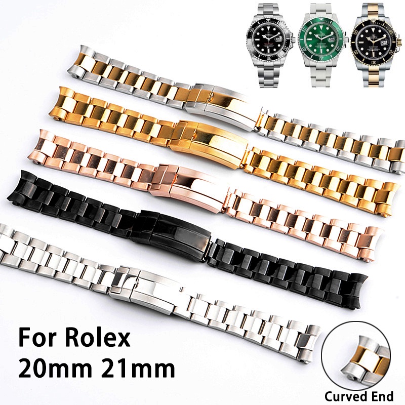 20mm 21mm Curved End Stainless Steel Watch Band for Rolex Daytona Water ...