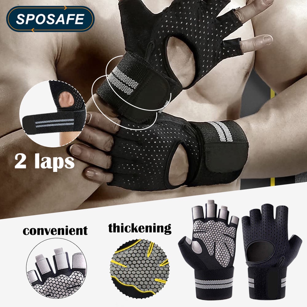 SPOSAFE 1 pair adjustable Weight Lifting Gloves gym gloves workout ...