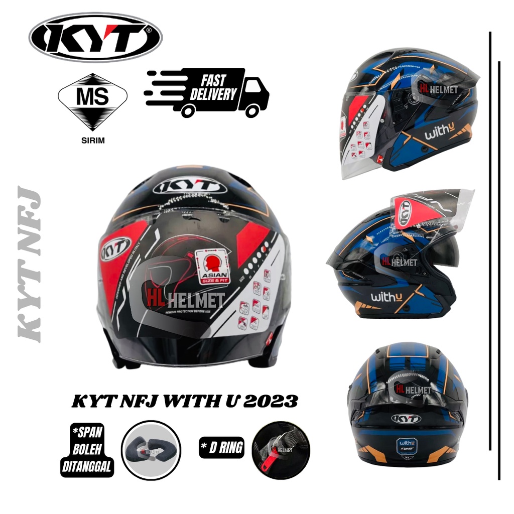 KYT NFJ HELMET DOUBLE VISOR ( KYT HELMET NFJ WITH U ) - KYT OPEN FACE ...