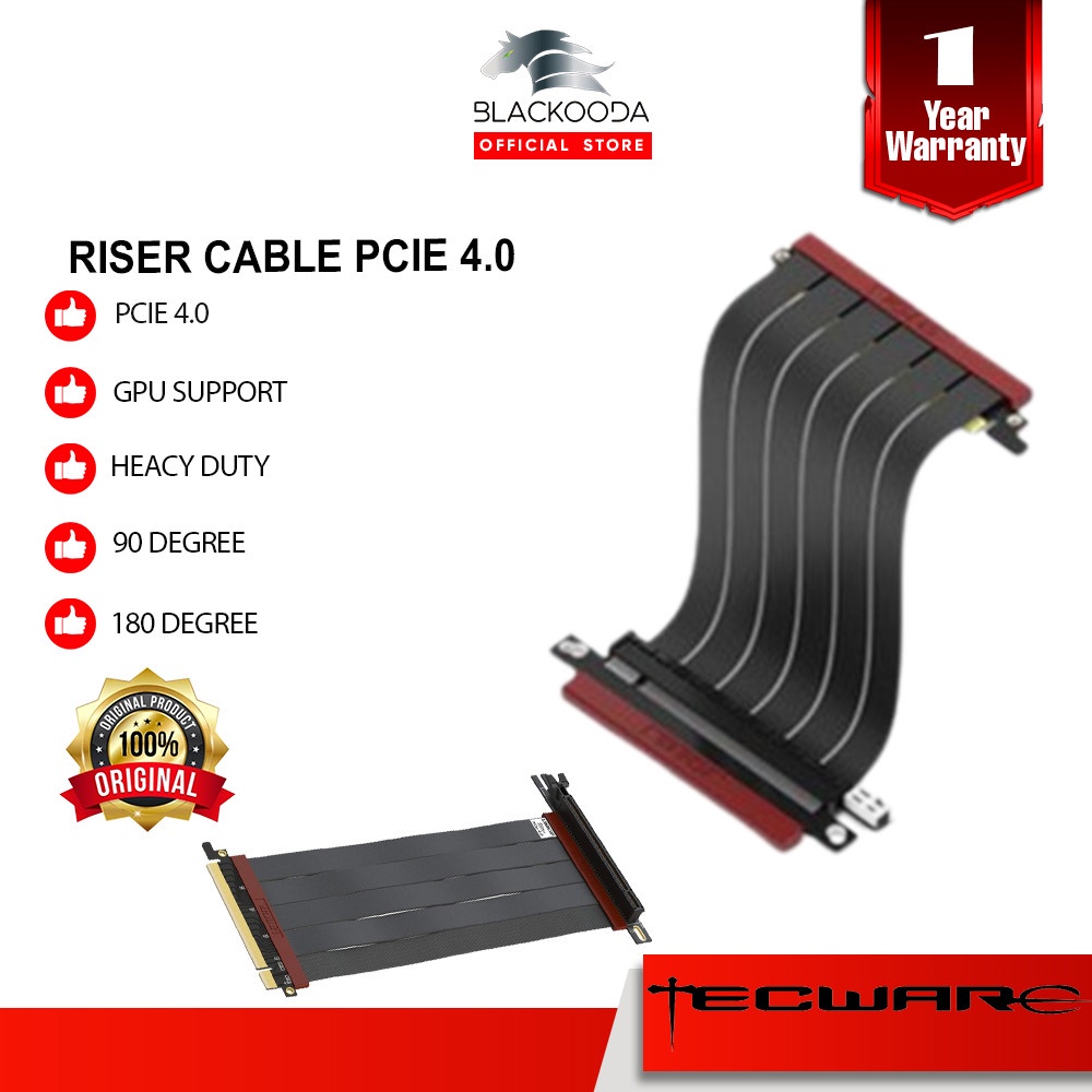 Tecware PCIE GEN 4.0 Riser Cable 20 cm (90 degree) / (180 degree) TWAC ...