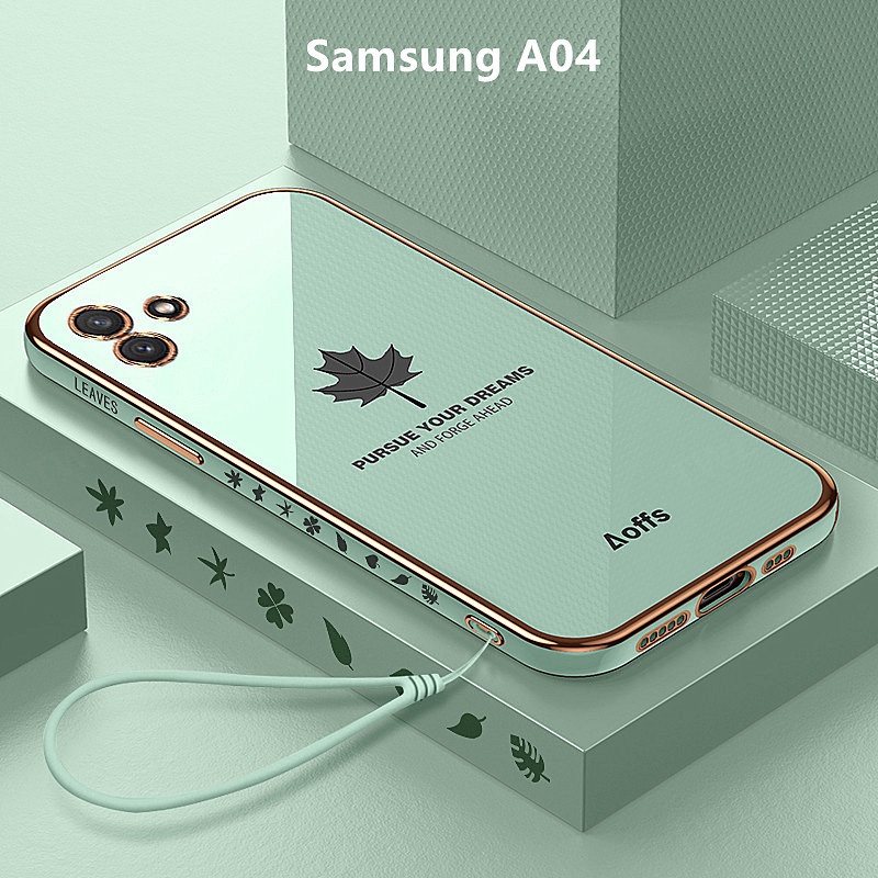 Casing Samsung A04 Case Maple Leaves Plating Cover Soft TPU Phone Case ...