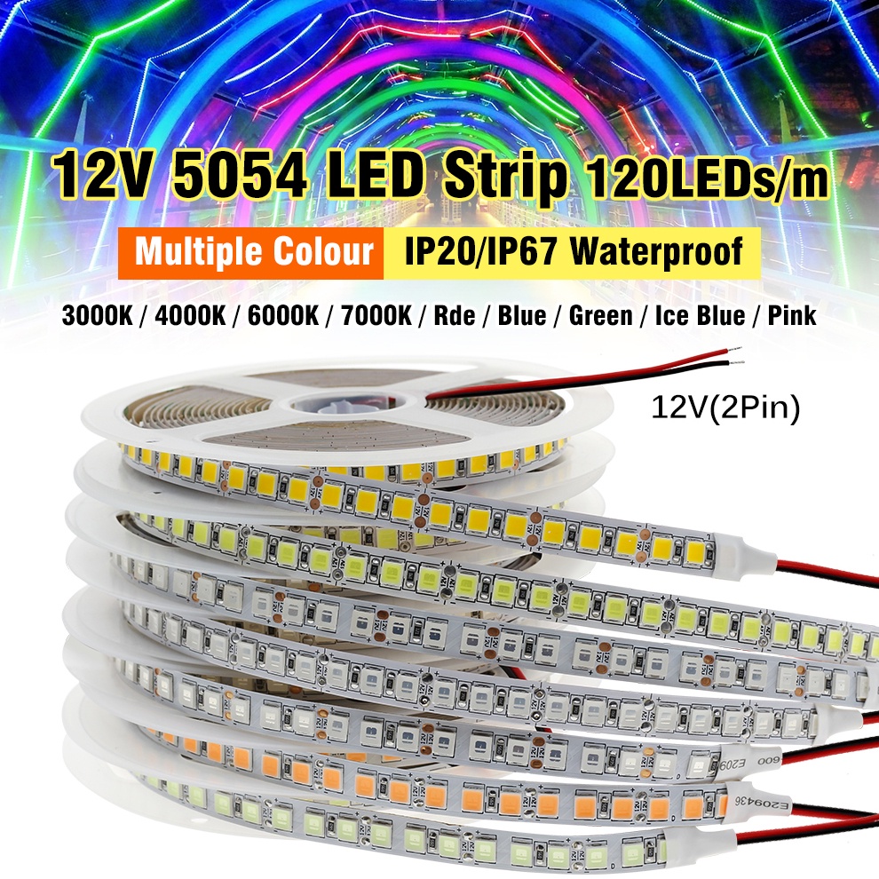 LED Strip 5054 DC12V 120LEDs/m 5M Waterproof Flexible Tape Light Neon Light Warm White Cold ...