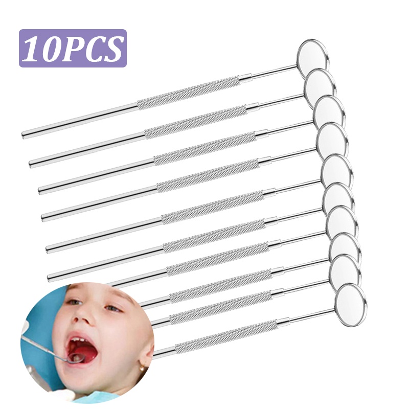 10 PCS Dental Mirror Oral Care Tool Teeth Cleaning Inspection Handle ...