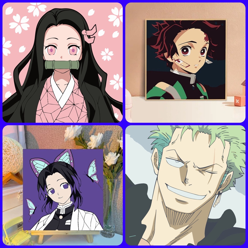 Digitized paintings, coloring by numbers of KIMETSU, TANJIROU, NEZUKO ...