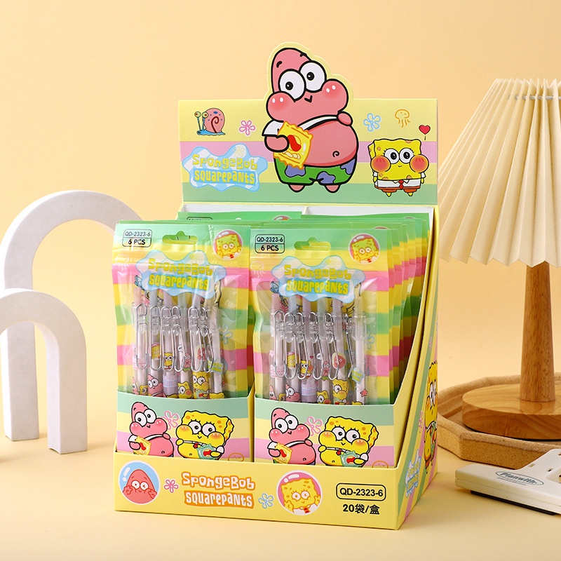 Cute Cartoon SpongeBob Press Rollerball Pen Black Ink Student Writing ...
