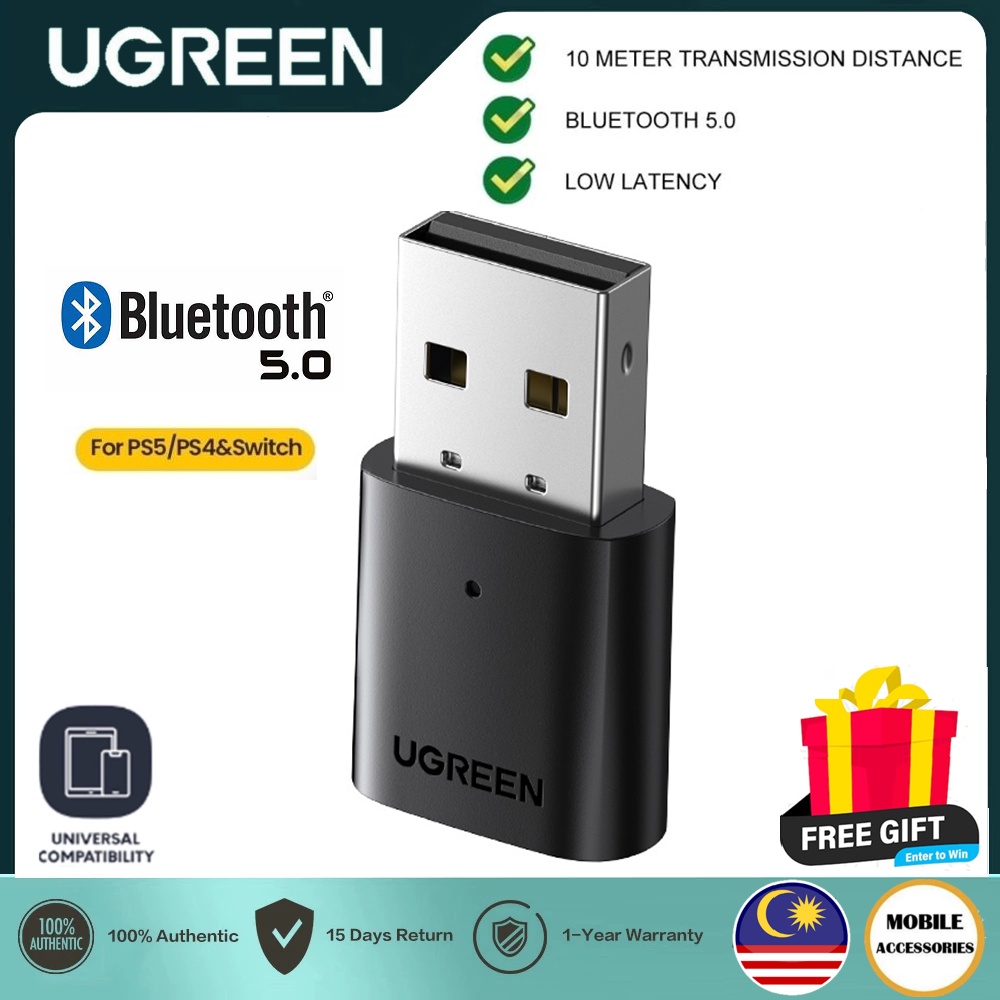 UGREEN USB Bluetooth Transmitter 5.0 Adapter Dongle Wireless Headphone PC Music Receptor for ...