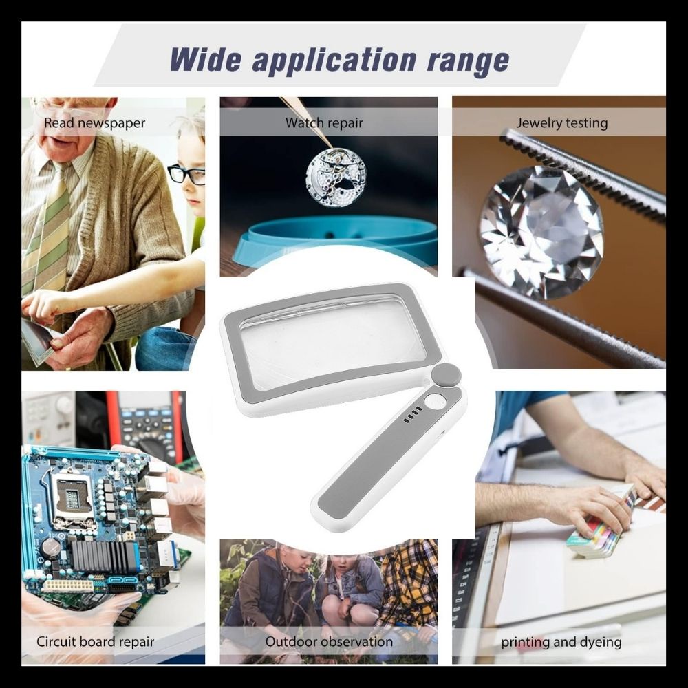 LOCAL STOCK 4X Magnifying Glass with LED Light Rechargeable Kanta ...