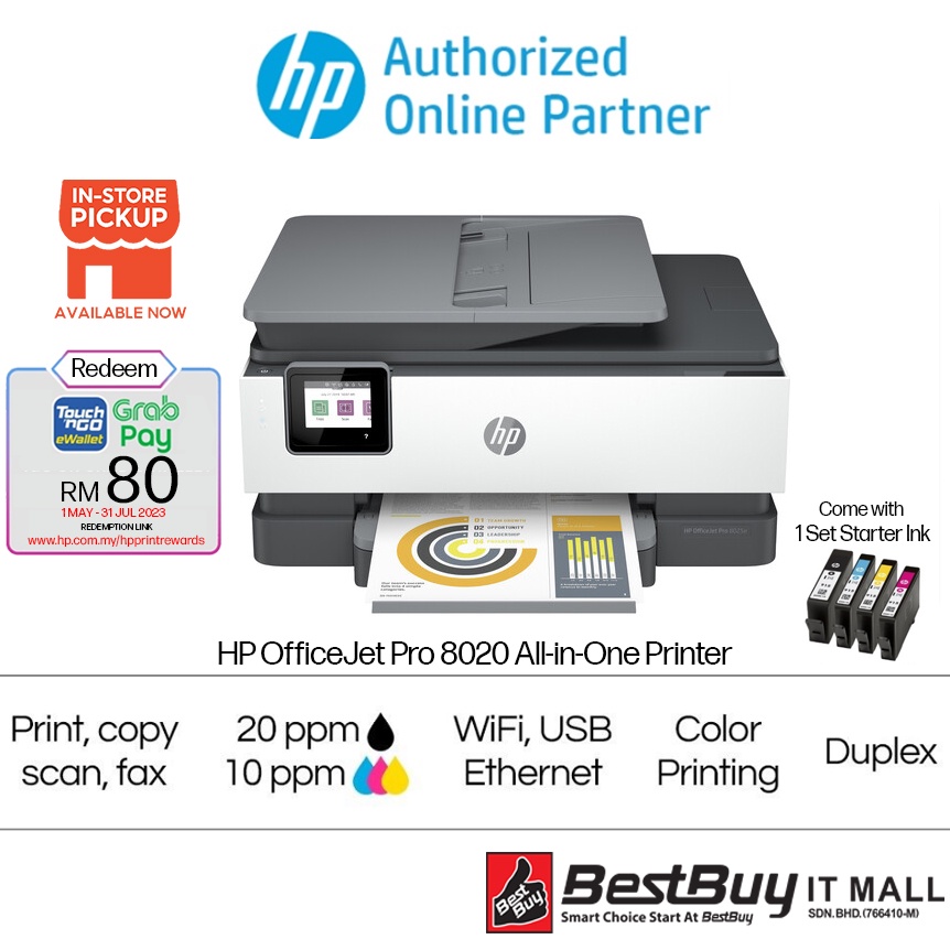 HP OfficeJet Pro 8020 All-in-One Printer (1KR67D)/ Colour/ Business ...