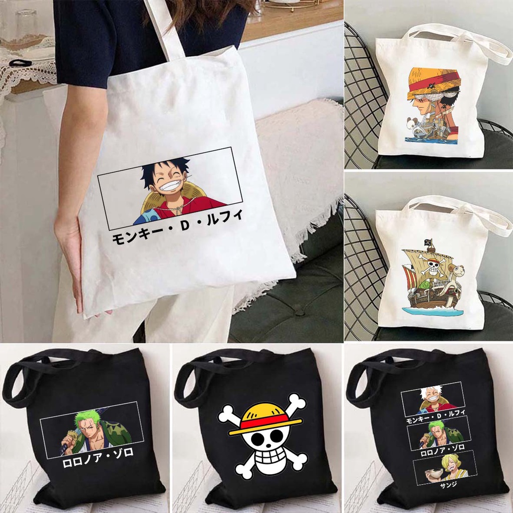 Cute Anime Monkey D Luffy Roronoa Zoro Women One Piece Canvas Bag ...
