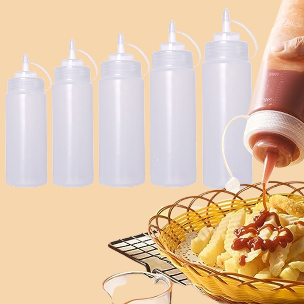Clear Plastic Squeeze Squirt Condiment Bottles with Twist On Cap Lids ...