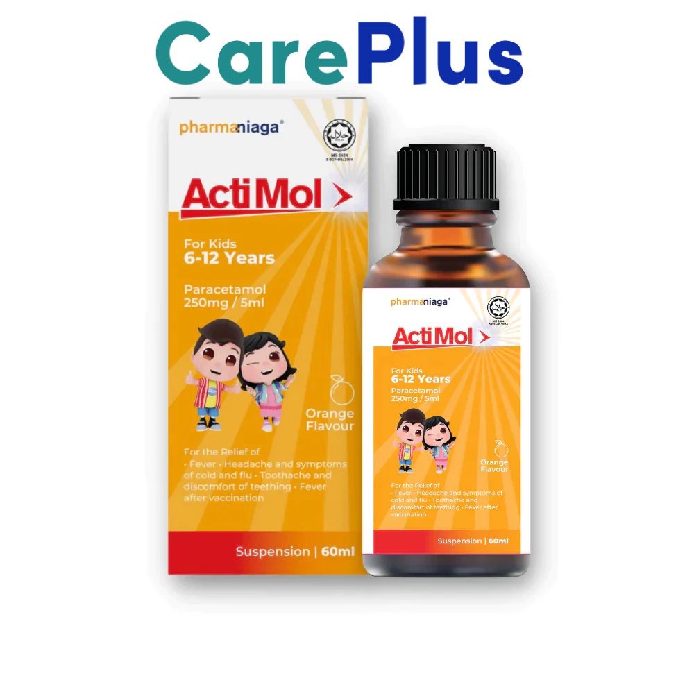 ACTIMOL PARACETAMOL SUSPENSION FOR KIDS 250MG/5ML (ORANGE FLAVOUR) 60ML ...