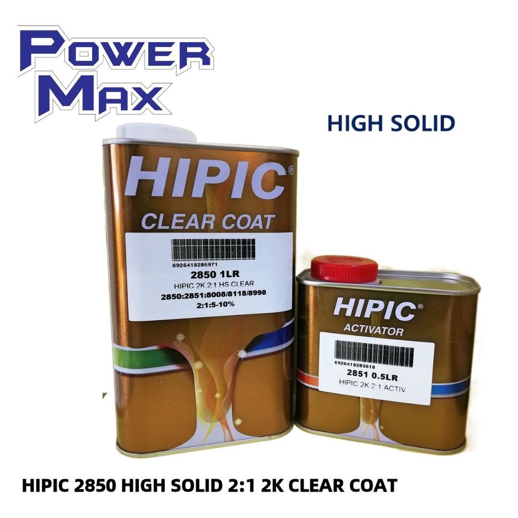 HIPIC 2850 HIGH SOLID 2:1 2K CLEAR COAT e1Liter With HD e500ML / HIPIC ...