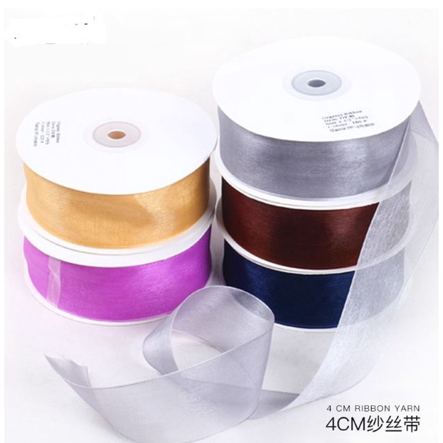 1Yard 4cm Sheer Chiffon Ribbon Organza Satin Ribbons For Gift Wrapping ...