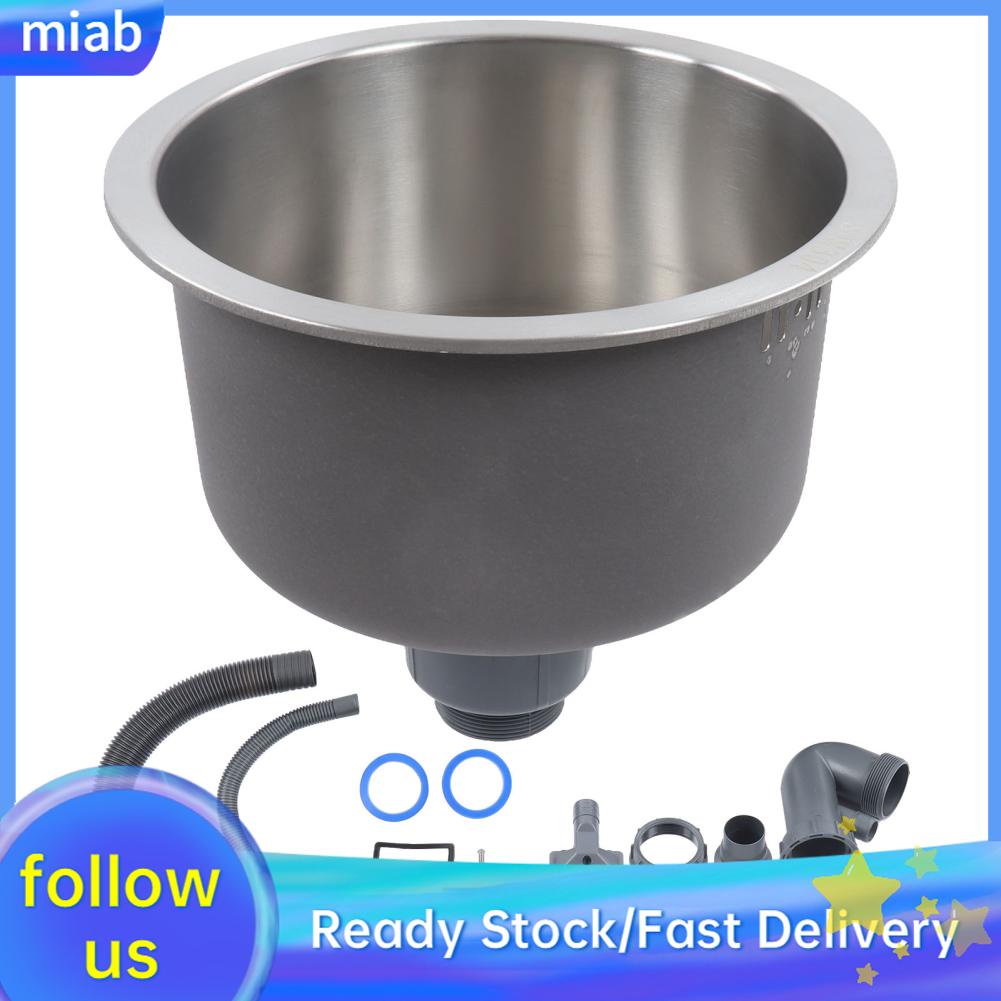 Maib Round Kitchen Sink Stainless Steel Bar Basin With Drain Pipe ...