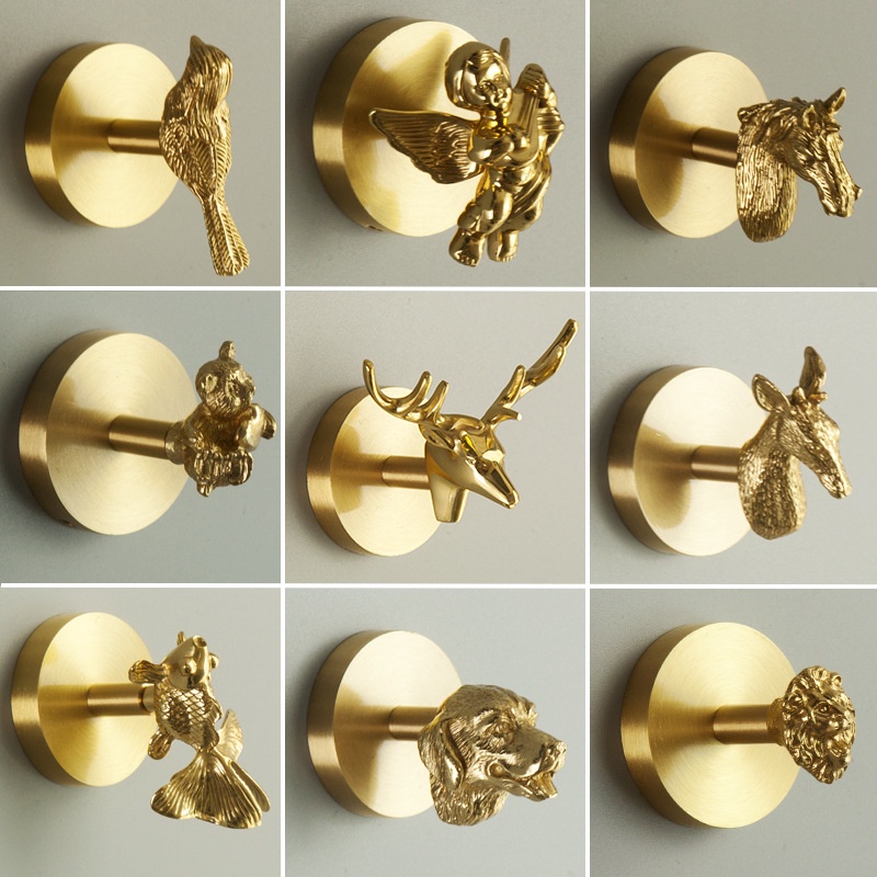 Decorative Hooks Brass Brushed Gold Animal Coat Hooks Entryway Bedroom ...