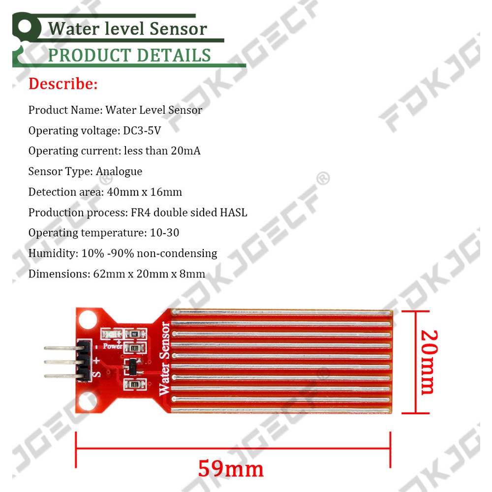 Rain Water Level Sensor Water Droplet Detection Depth For Arduino 7525