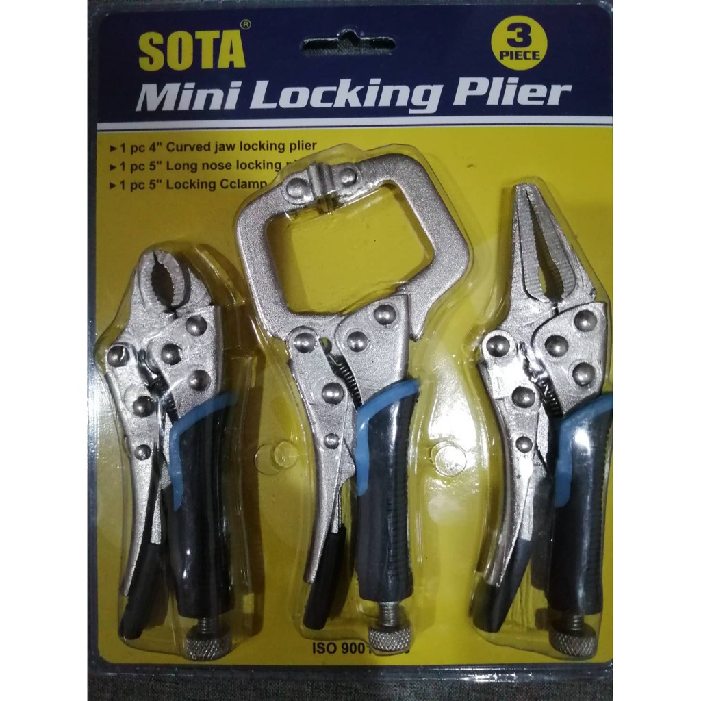 Pliers Set Locking 3 Pcs/Of 5 Inch Work Vise C-Shape Pen Needle-Nose ...