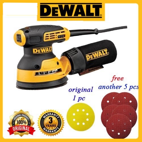 DEWALT DWE 6423 5" Orbital Sander 280W FOC 5 pcs Velcro Sand Paper ...