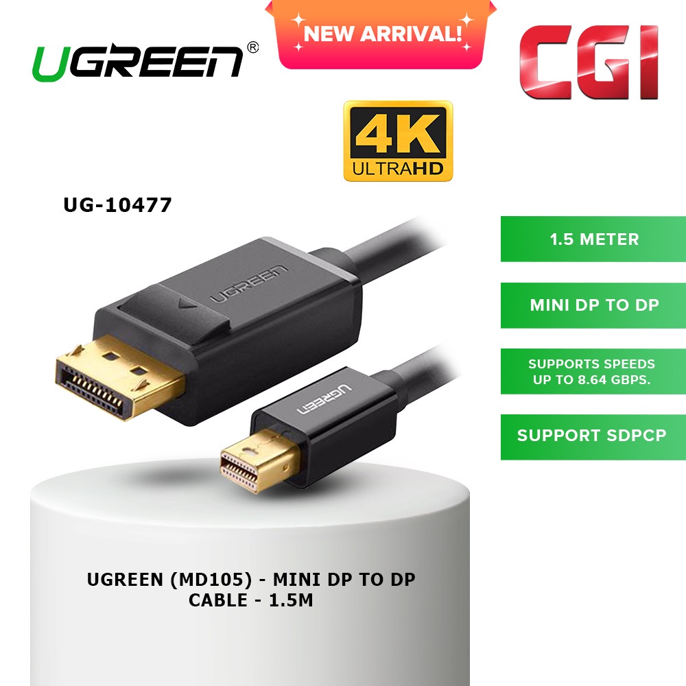 Ugreen Mini DP to DP Cable Black (1.5m) MD105 10477 | Shopee Malaysia