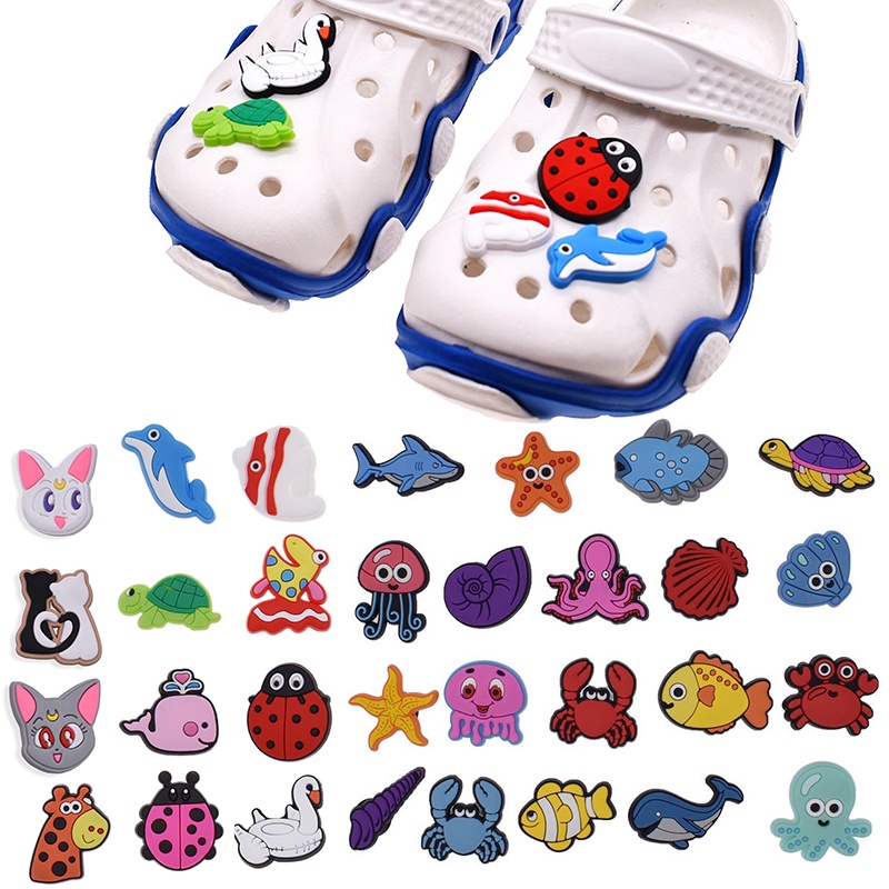 Croc Jibbit Pins Cute Cartoon Fish, Cat, Ladybug Charm Button ...