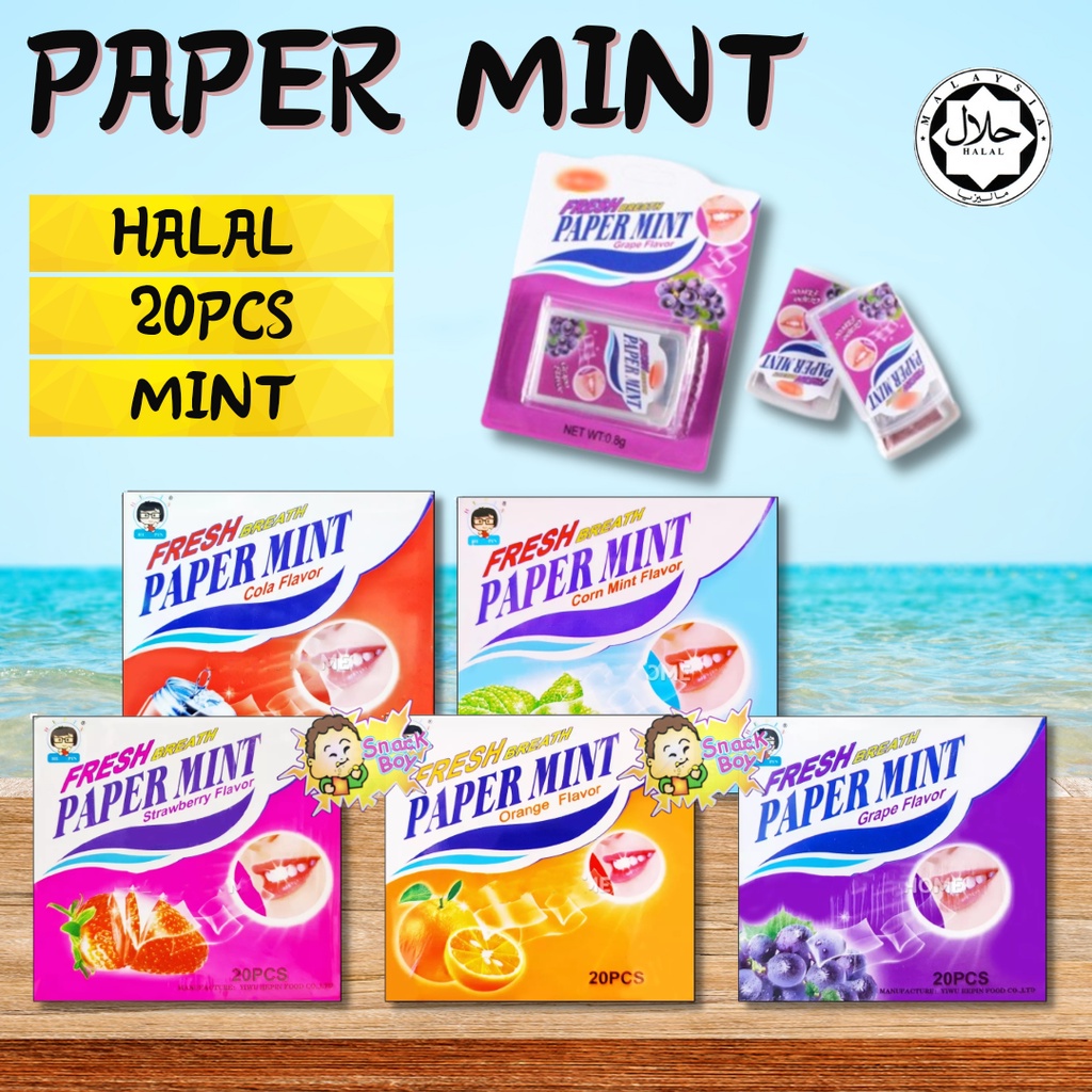20pcs Hepin Paper Mint Candy (Grape / Orange / Mint / Cola / Strawberry ...