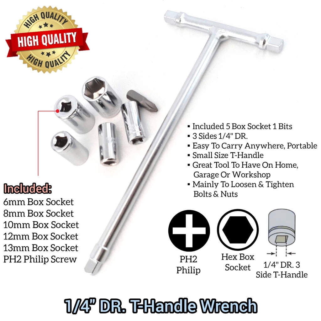 1/4Inch Mini T-Handle Wrench With Box Socket Set For Automotive Car ...