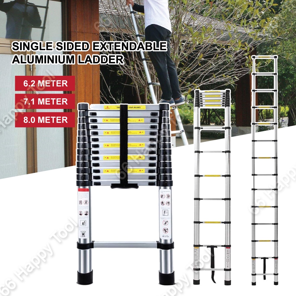 Single Sided Extendable Telescopic Aluminium Ladder 6.2m / 7.1m / 8m ...