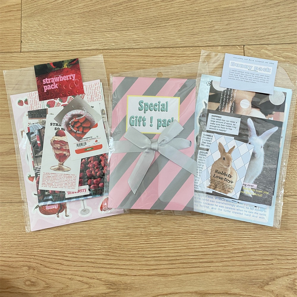Small Fresh Bow Strawberry Rabbit Sticker Pack Card Material Set ...