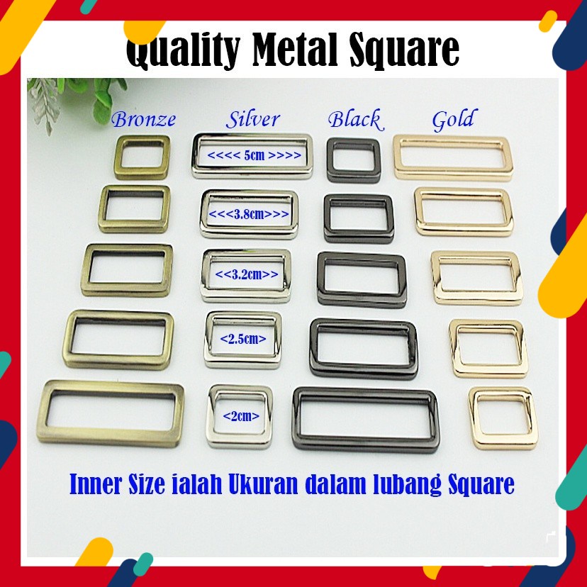 Quality Metal Square Buckle Square Ring Buckle Cangkuk Tali Beg Buckle ...