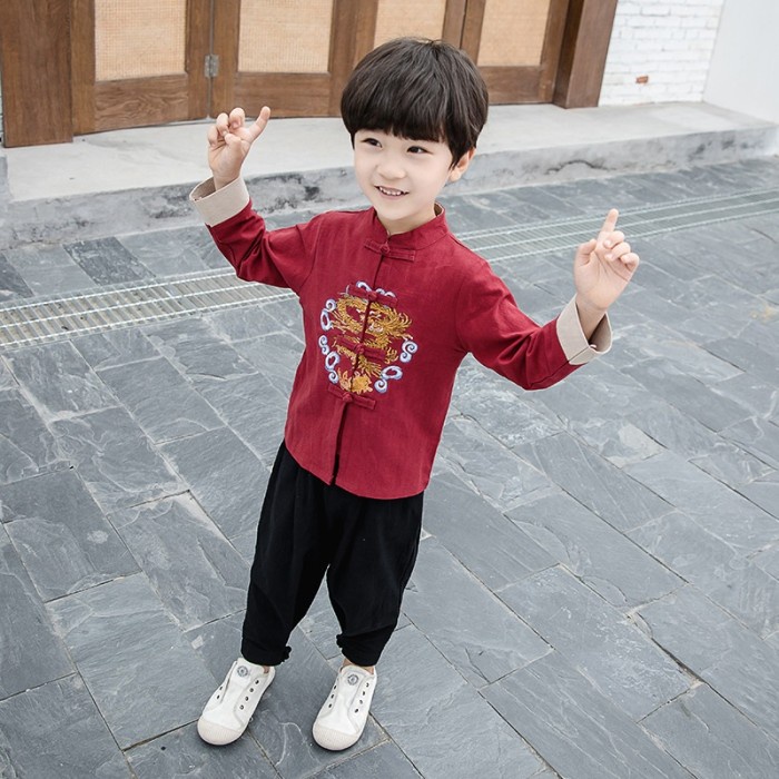 Chinese New Year Cheongsam Qipao Samfu Dragon Boy Clothes M35424 - Blue ...