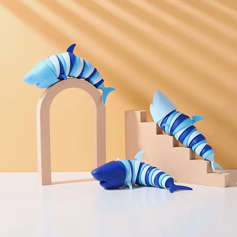 Fun Articulated Shark Stress Reliever Hand Toy,Sensory Fidget Toy for ...